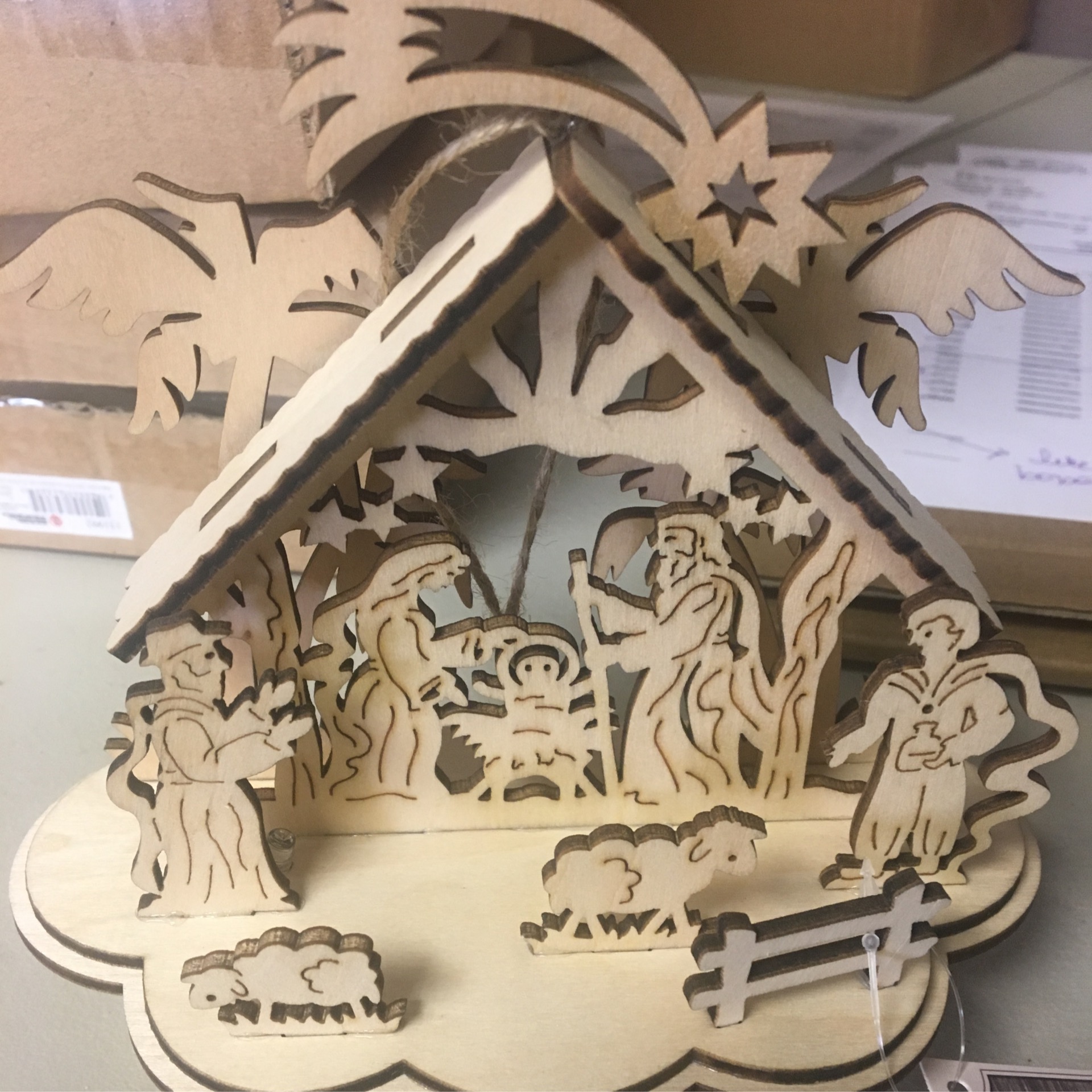 Wood lighted Nativity 131992 | Olive & Myrrh