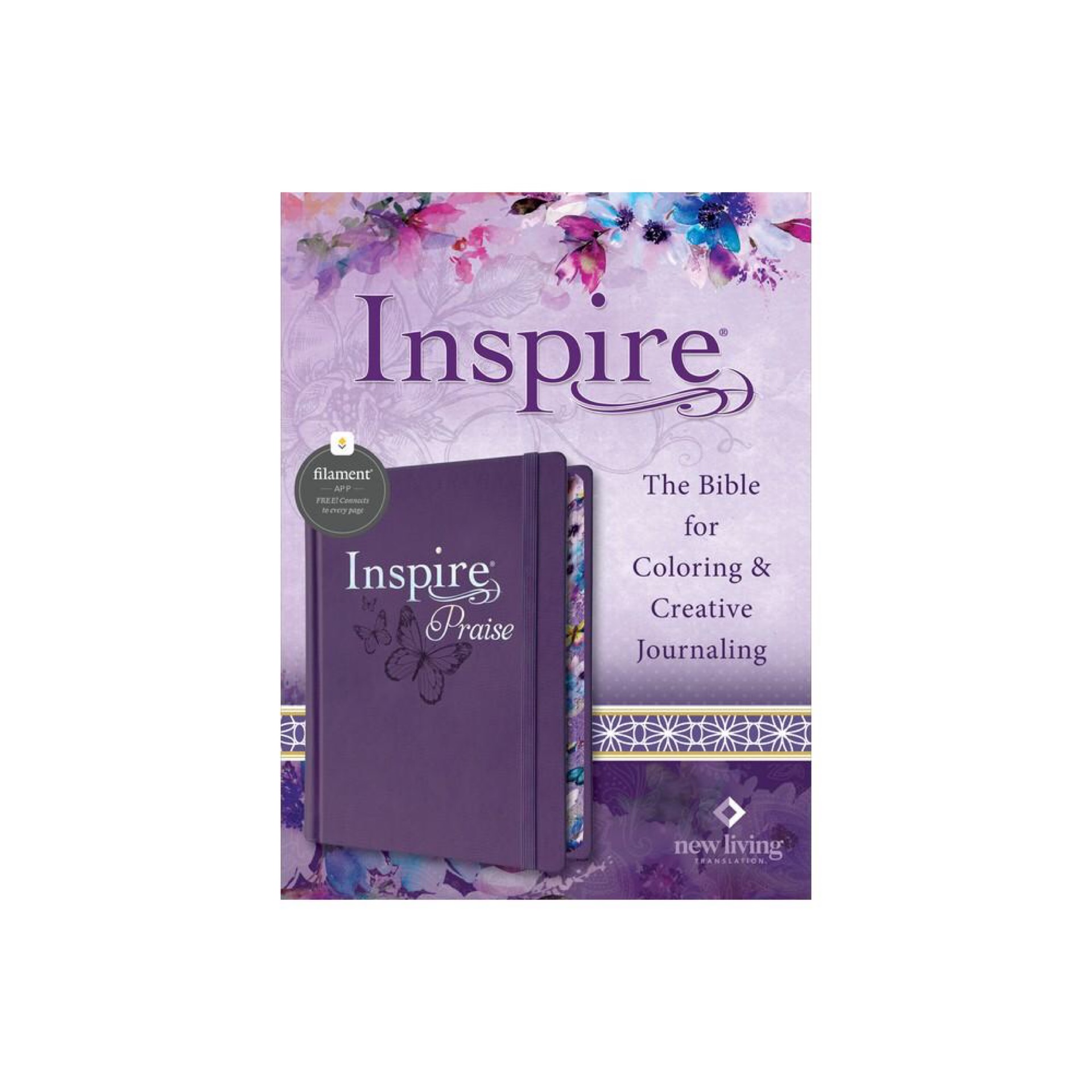 Inspire Praise Bible NLT (Hardcover LeatherLike, Purple, Filament ...
